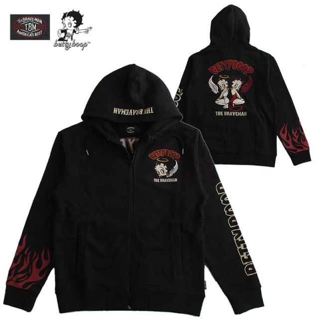ベティーブープ Betty Boop コラボ The BRAVE-MAN ザ・ブレイブマン 裏毛ZIPパーカー スウェット メンズ レディース アウター キャラクター アメカジ 刺繍 送料無料