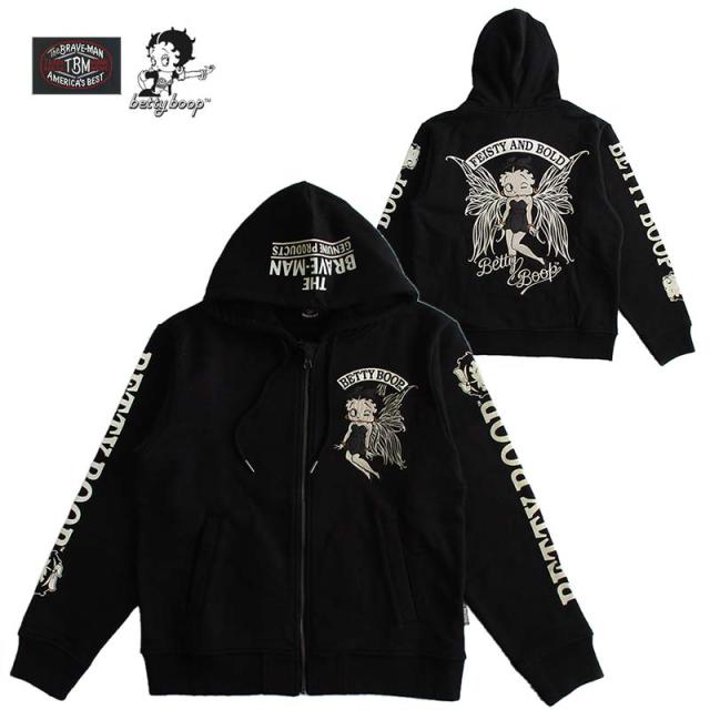 ベティーブープ Betty Boop コラボ The BRAVE-MAN ザ・ブレイブマン 裏毛ZIPパーカー スウェット メンズ レディース アウター キャラクター アメカジ 刺繍 送料無料