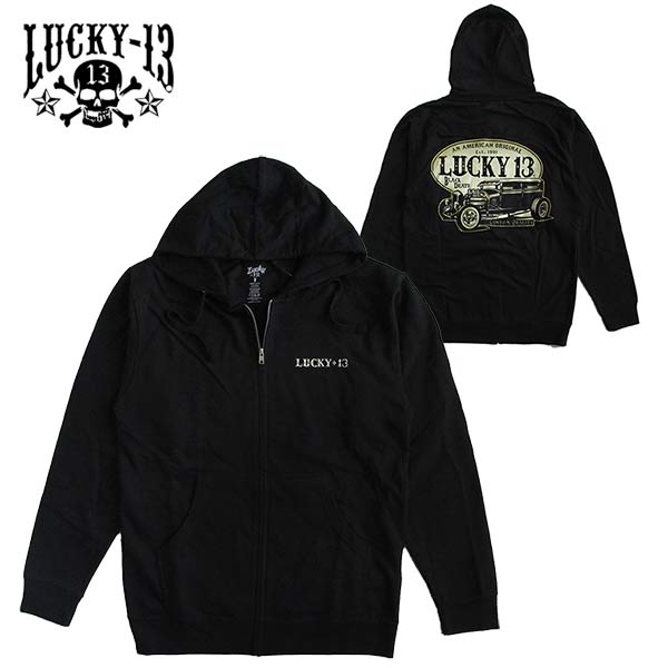 LUCKY13（ラッキーサーティーン/ラッキー13） メンズ ジップアップ フードパーカー/スウェット  パンク PUNK ロカビリー Rockabilly ファッション モッズ 送料無料