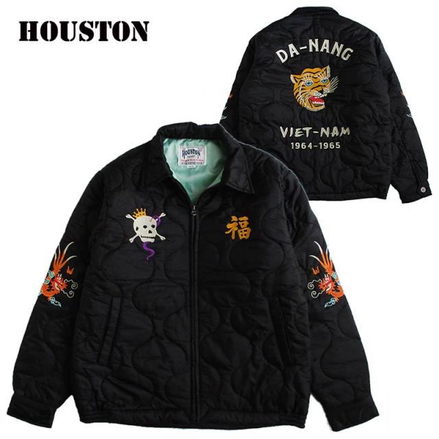 HOUSTON ヒューストン メンズ ナイロン ベトナムジャケット ベトジャン スカジャン スーベニアジャケット カラー：BLACK  虎 刺繍 アウター ロカビリー Rockabilly 50s アメカジ ファッション 秋 冬 送料無料