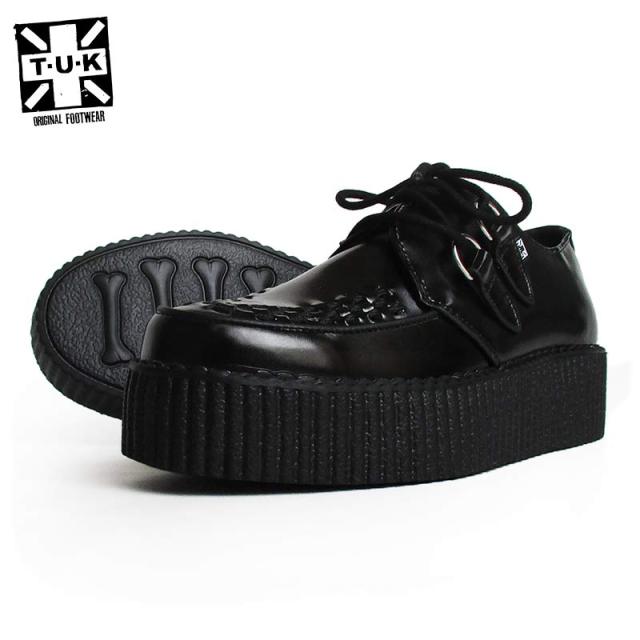 TUK/ティーユーケー ラバーソール 「Black Leather Viva Creeper」V6802 メンズ レディース 本革 靴 スニーカー  厚底 パンク  ロカビリー ファッション モッズ 送料無料