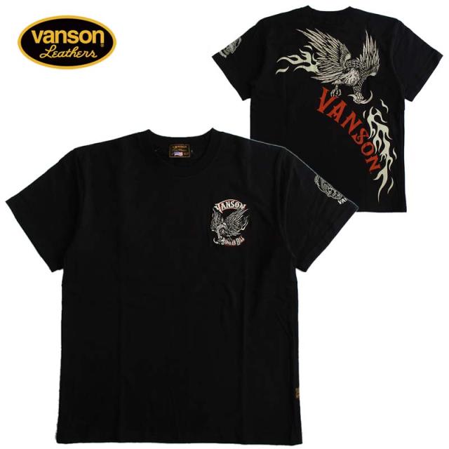 VANSON バンソン メンズ 天竺半袖Tシャツ 刺繍 イーグル 送料無料