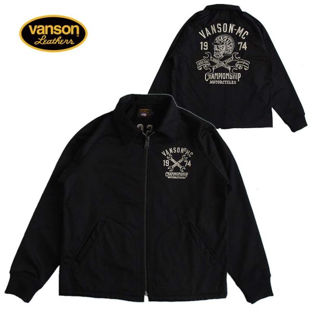 VANSON バンソン メンズ 裏ワッフル ストレッチボンディング ジャケット スカル 刺繍 アウター 防寒 送料無料