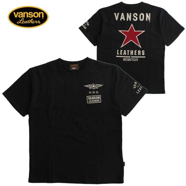 VANSON バンソン メンズ 天竺半袖Tシャツ 刺繍 送料無料