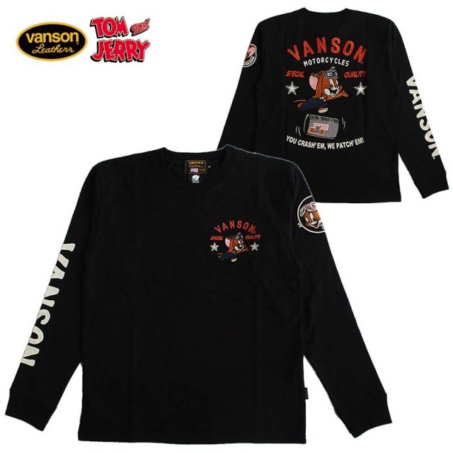 VANSON/バンソン トムとジェリー コラボ メンズ 天竺長袖Tシャツ（ロンT） トム＆ジェリー キャラクター 刺繍 レディース 送料無料