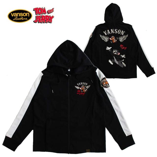 VANSON バンソン トムとジェリー ドライメッシュ ジップパーカー スウェット メンズ レディース TOM & JERRY トム＆ジェリー キャラクター アウター 送料無料