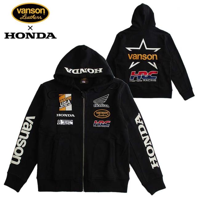 VANSON バンソン HONDA ホンダ コラボ 裏毛ZIPパーカー メンズ レディース HRC アウター 送料無料