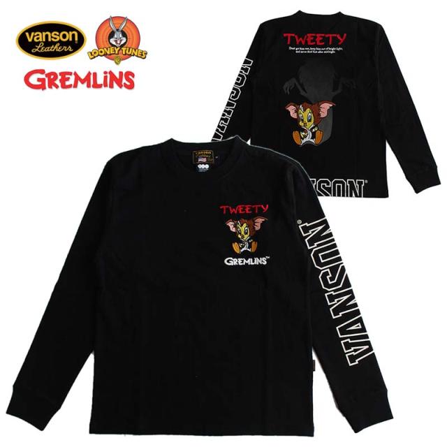 VANSON/バンソン Looney Tunes（ルーニー・テューンズ） コラボ 天竺長袖Tシャツ（ロンT） グレムリン GREMLINS トゥイティー TWEETY キャラクター 刺繍 メンズ レディース 送料無料