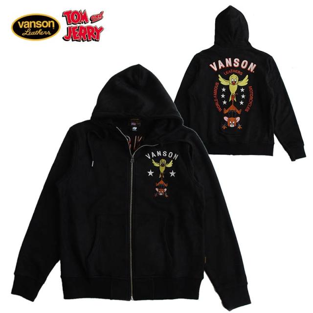 VANSON バンソン トムとジェリー 起毛ボンディング 裏ボアZIPパーカー メンズ レディース TOM & JERRY トム＆ジェリー キャラクター アウター 送料無料