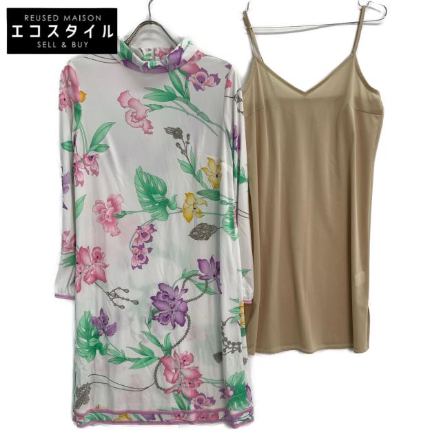 LEONARD レオナール ワンピース 38 ホワイト ピンク パープル レディース