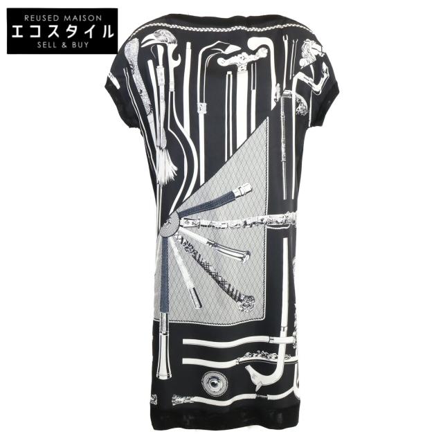 HERMES エルメス ワンピース 38 ブラック/ホワイト レディース