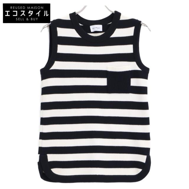 Salvatore Ferragamo サルヴァトーレフェラガモ ベスト S ブラック/ホワイト レディース