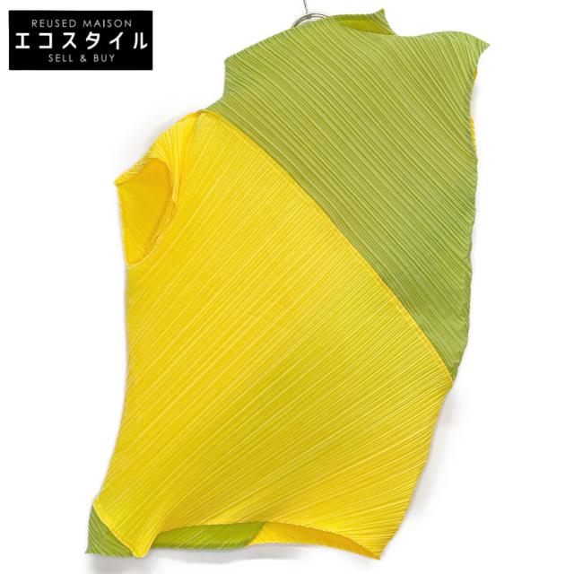 ISSEY MIYAKE イッセイミヤケ トップス M イエロー×グリーン レディース
