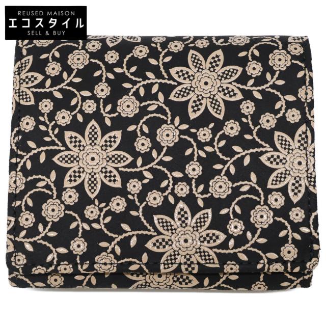 印傳屋 二つ折り財布（小銭入れあり） ブラック/ベージュ レディース