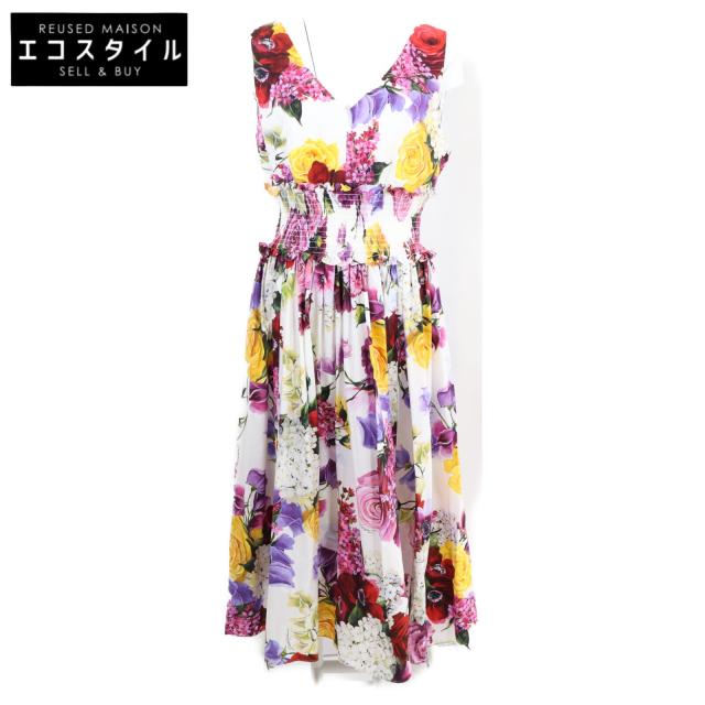 DOLCE&GABBANA ドルチェアンドガッバーナ ワンピース 48 ホワイト/マルチカラー レディース