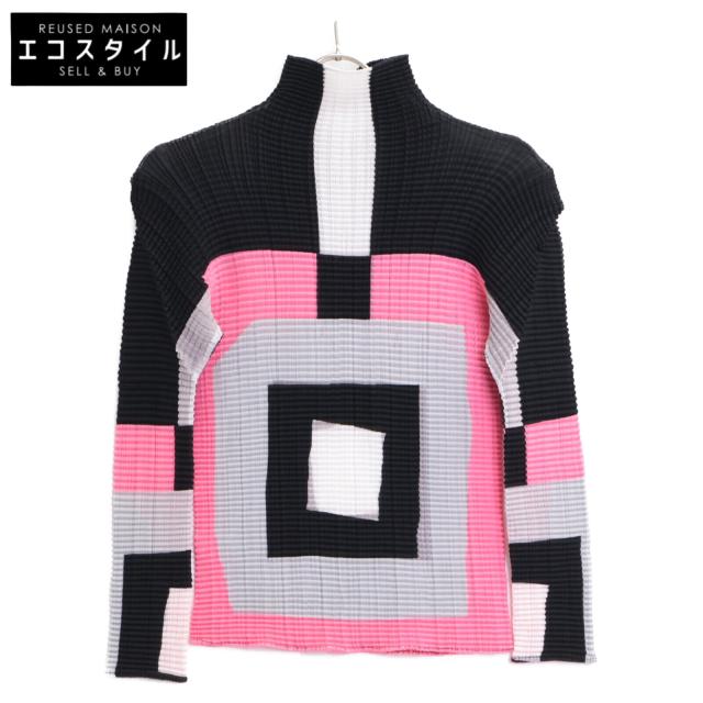 PLEATS PLEASE プリーツプリーズ トップス M ピンク×ブラック レディース