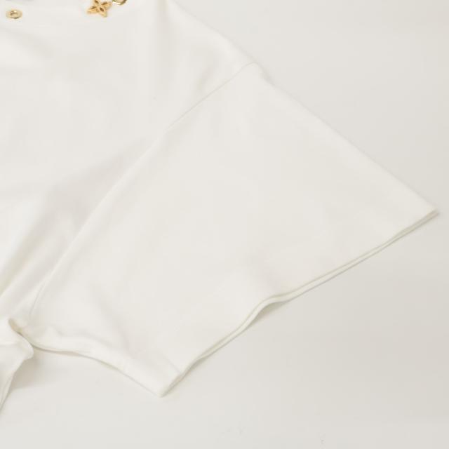 LOUIS VUITTON ルイヴィトン ﾎﾜｲﾄ JGTS03 ｻｲﾄﾞｽﾄﾗｯﾌﾟTｼｬﾂ トップス S