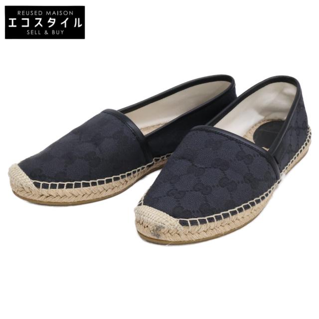 GUCCI グッチ シューズ 36 1/2 ブラック×ベージュ レディース