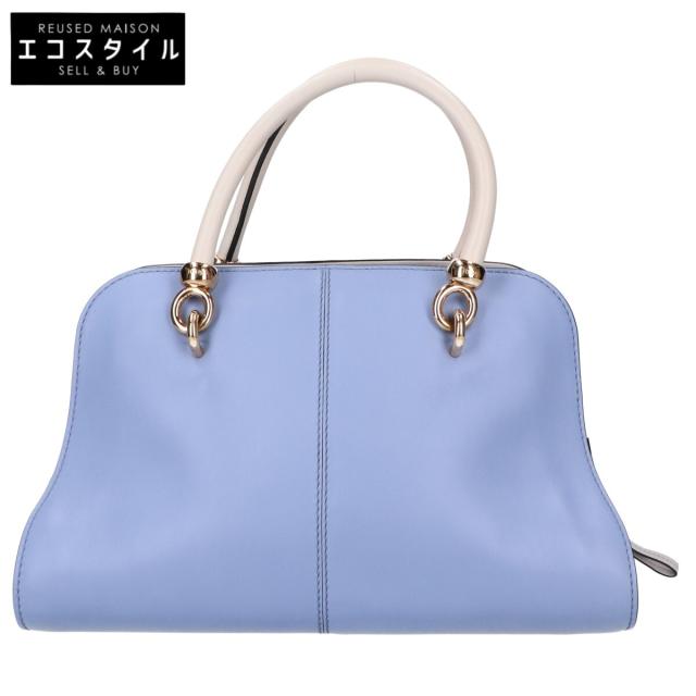 TODS トッズ ハンドバッグ ライトブルー/ホワイト レディース