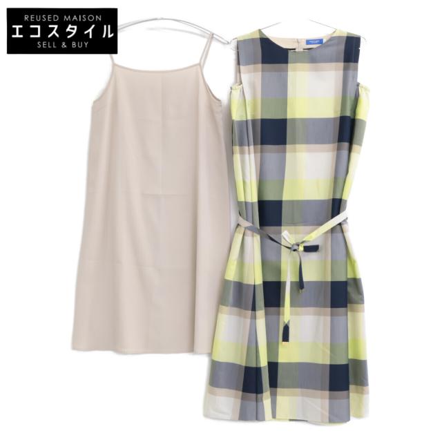 BLUE LABEL CRESTBRIDGE ブルーレーベルクレストブリッジ ワンピース 36 イエロー×グレー レディース