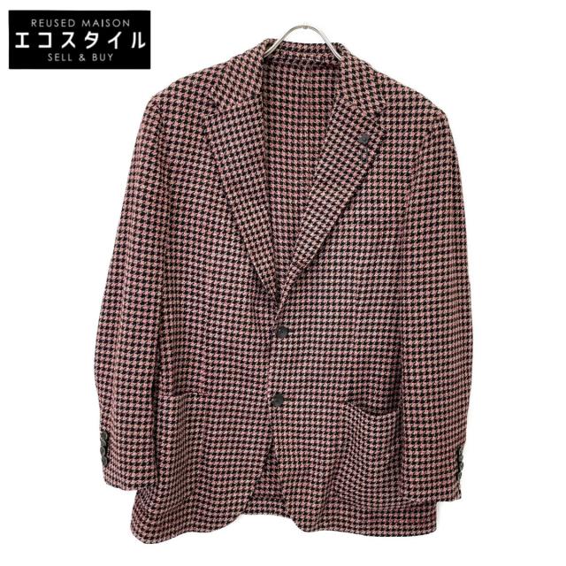 LARDINI ラルディーニ ジャケット 52 ブラック ボルドー チェック メンズ