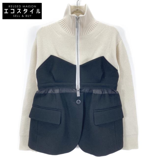 sacai サカイ ジャケット オフホワイト×ブラック レディース