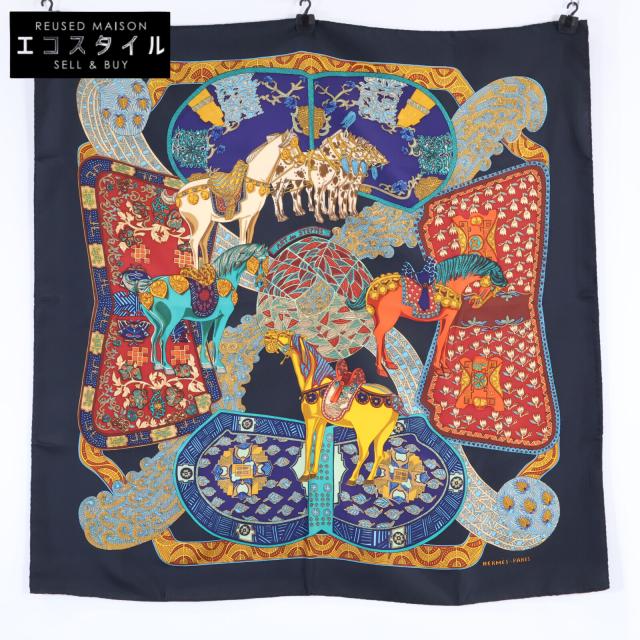 HERMES エルメス スカーフ ブラック/マルチカラー レディース