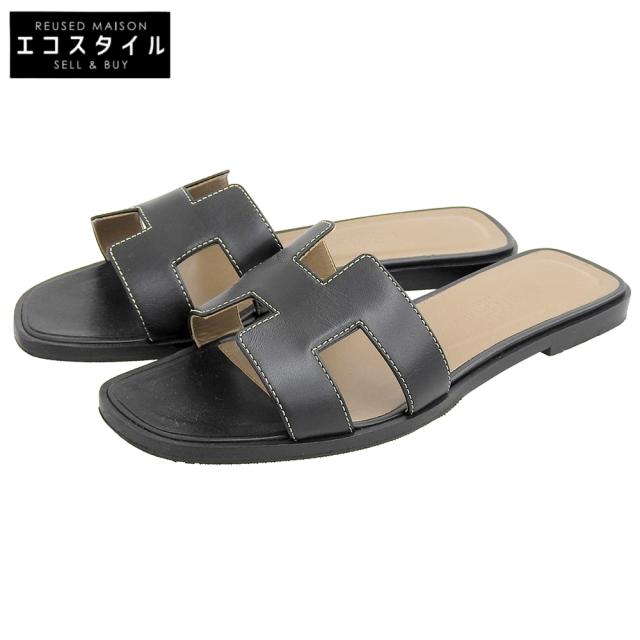 HERMES エルメス シューズ 36 1/2 ブラック レディース