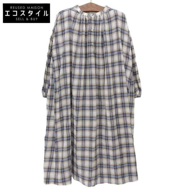 45R フォーティファイブ アール ワンピース — ベージュ/ライトブルー レディース