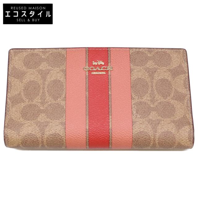 COACH コーチ 二つ折り財布（小銭入れあり） タン マルチ レディース