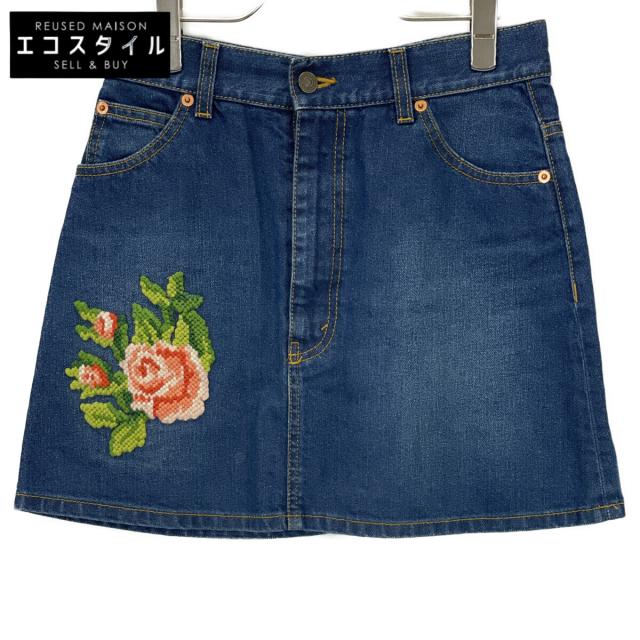 GUCCI グッチ スカート 40 ブルー レディース