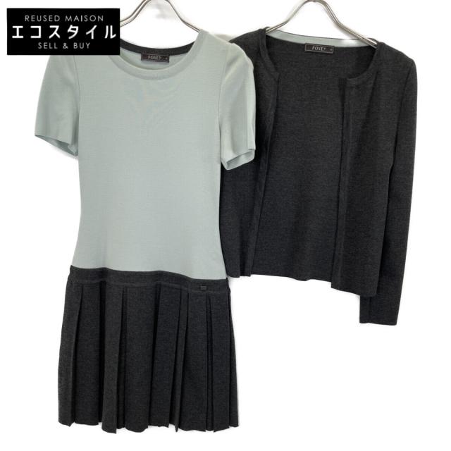 FOXEY フォクシー スーツ セットアップ 38 グレー／ミントグリーン レディース