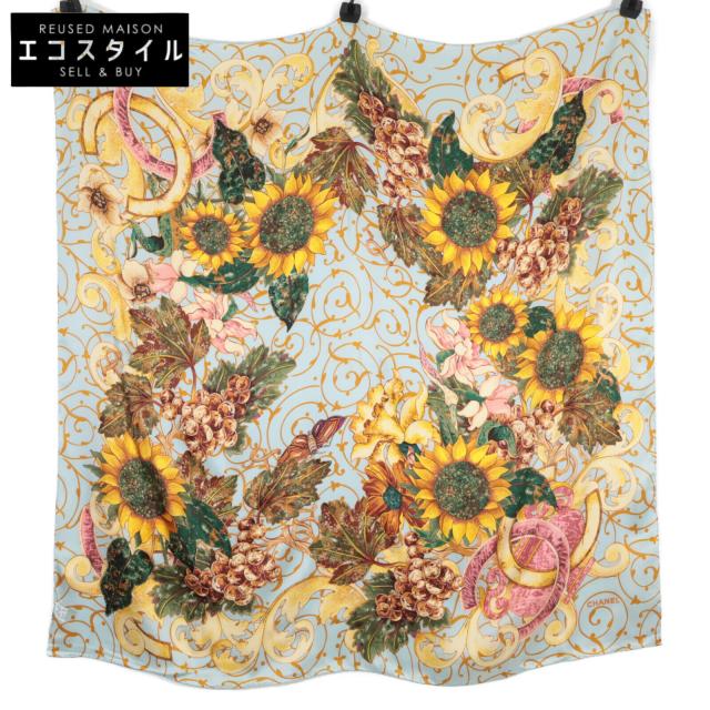 CHANEL シャネル スカーフ ライトブルー/マルチカラー レディース