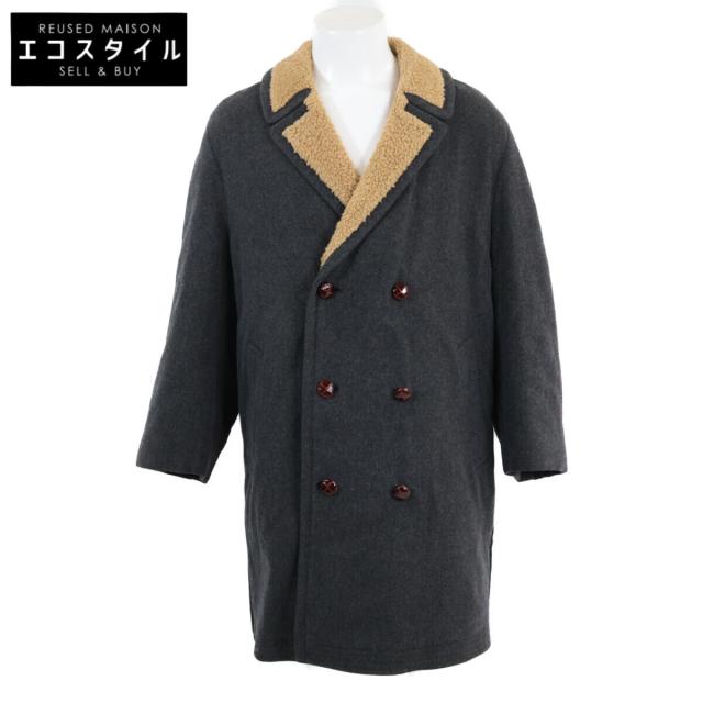 GUCCI グッチ コート 44 ｸﾞﾚｰ×ﾍﾞｰｼﾞｭ メンズ