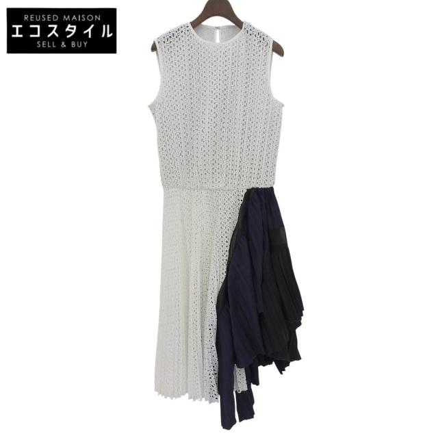 sacai サカイ ワンピース 2 ホワイト/ネイビー レディース