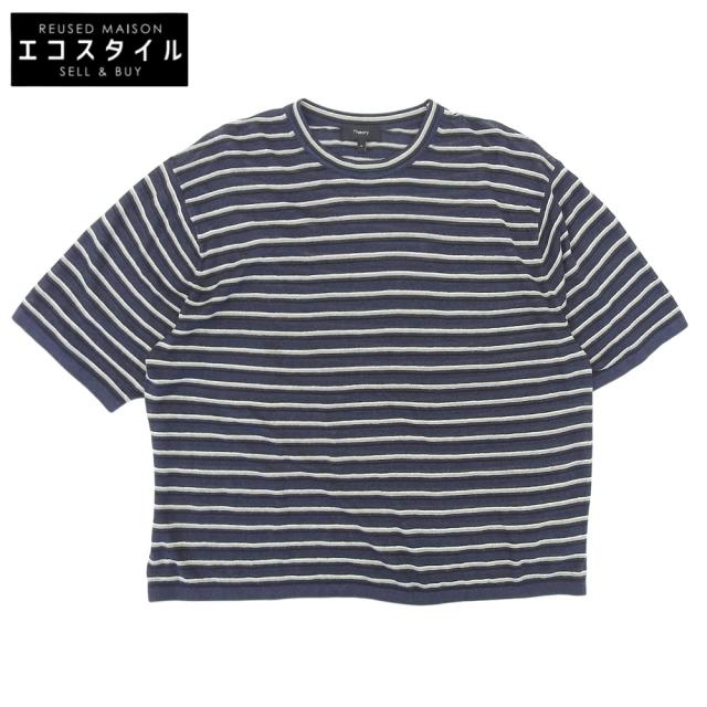 Theory セオリー トップス M ネイビー/ベージュ レディース