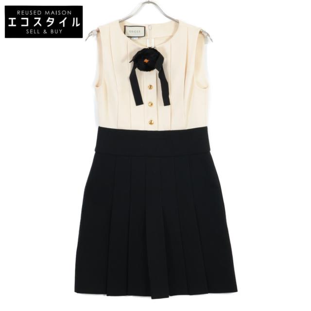 GUCCI グッチ ワンピース M ブラック/ホワイト レディース