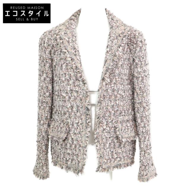 CHANEL シャネル ジャケット 40 ピンクxグレー レディース