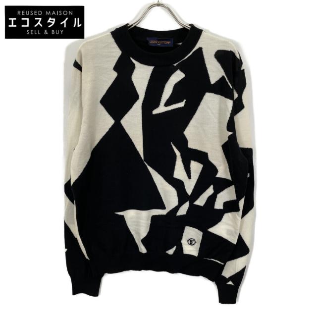 LOUIS VUITTON ルイヴィトン トップス ブラック×ホワイト L メンズ