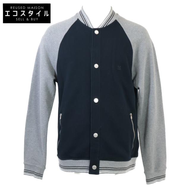 HERMES エルメス ジャケット L グレー×ネイビー メンズ