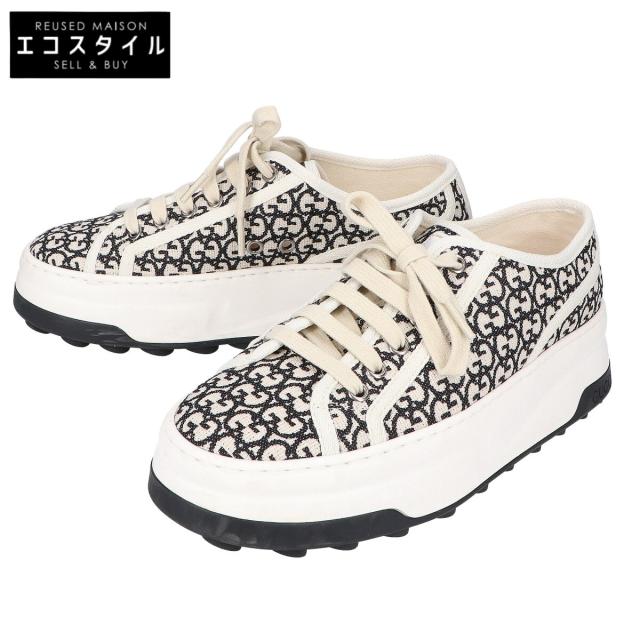 GUCCI グッチ シューズ 37 アイボリー/ブラック レディース