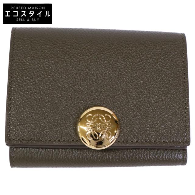 LOEWE ロエベ 三つ折り財布（小銭入れあり） ダークカーキグリーン/ゴールド レディース