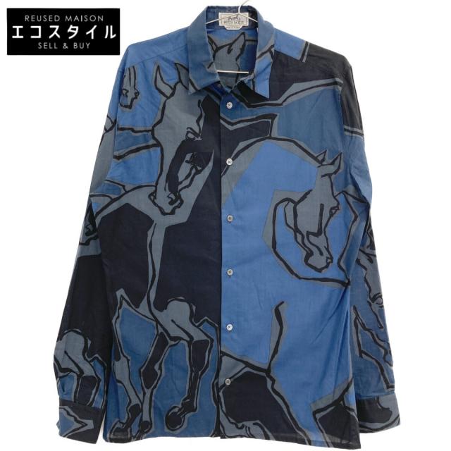 HERMES エルメス トップス 39 ブルー メンズ