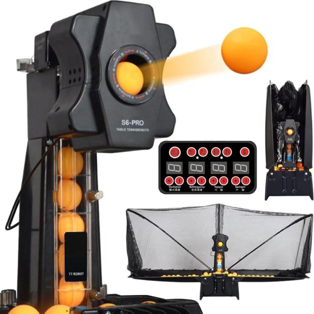 卓球練習ロボット 卓球マシン 練習機 自動球出し機 器具 多スピン/無規則 7段階調整/連続打ち対応 300球収容 用ボール発射機 自宅の/実戦形式のトレーニングが可能 取り外し可能なネット