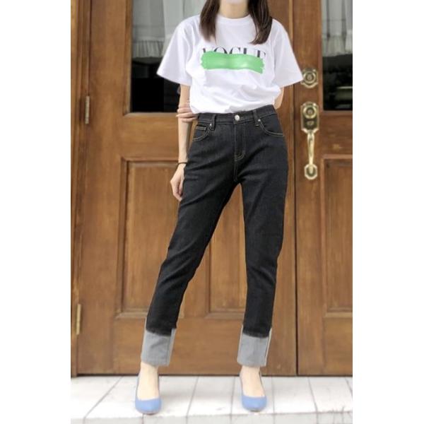 INDIMARK インディマーク ジーンズ デニム レディース おしゃれ ブランド ボーイフレンド 裏ボアWJ043 ブラック