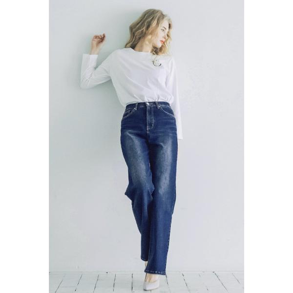 INDIMARK インディマーク ジーンズ デニム レディース パンツ おしゃれ ブランド ハイウエスト ストレート ボーイズ デニム ベーシックブルー WJ116