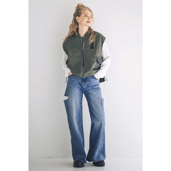 INDIMARK インディマーク デニムパンツ レディース おしゃれ ブランド ワイド スラッシュ WJ157　お取寄せ