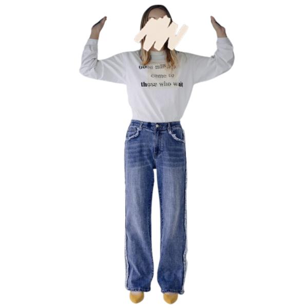 INDIMARK インディマーク ストレート パンツ レディース おしゃれ ブランド サイドフリンジ ライトブルー WJ172 お取り寄せ