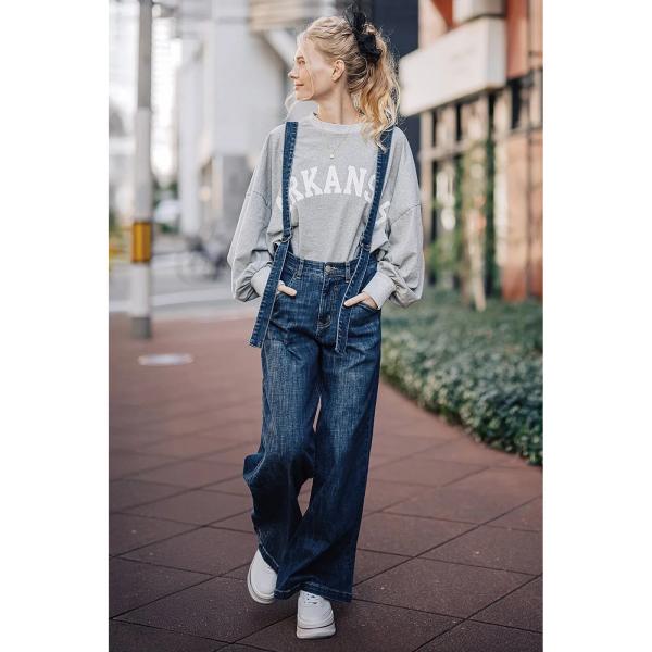 INDIMARK デニム レディース おしゃれ ブランド かわいい サスペンダー ワイドデニム WJ181【お取り寄せ】