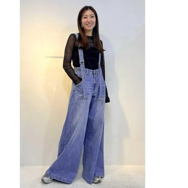INDIMARK ジーンズ ワイドデニムパンツ レディース おしゃれ ブランド かわいい ブリーチ WJ190【お取り寄せ】